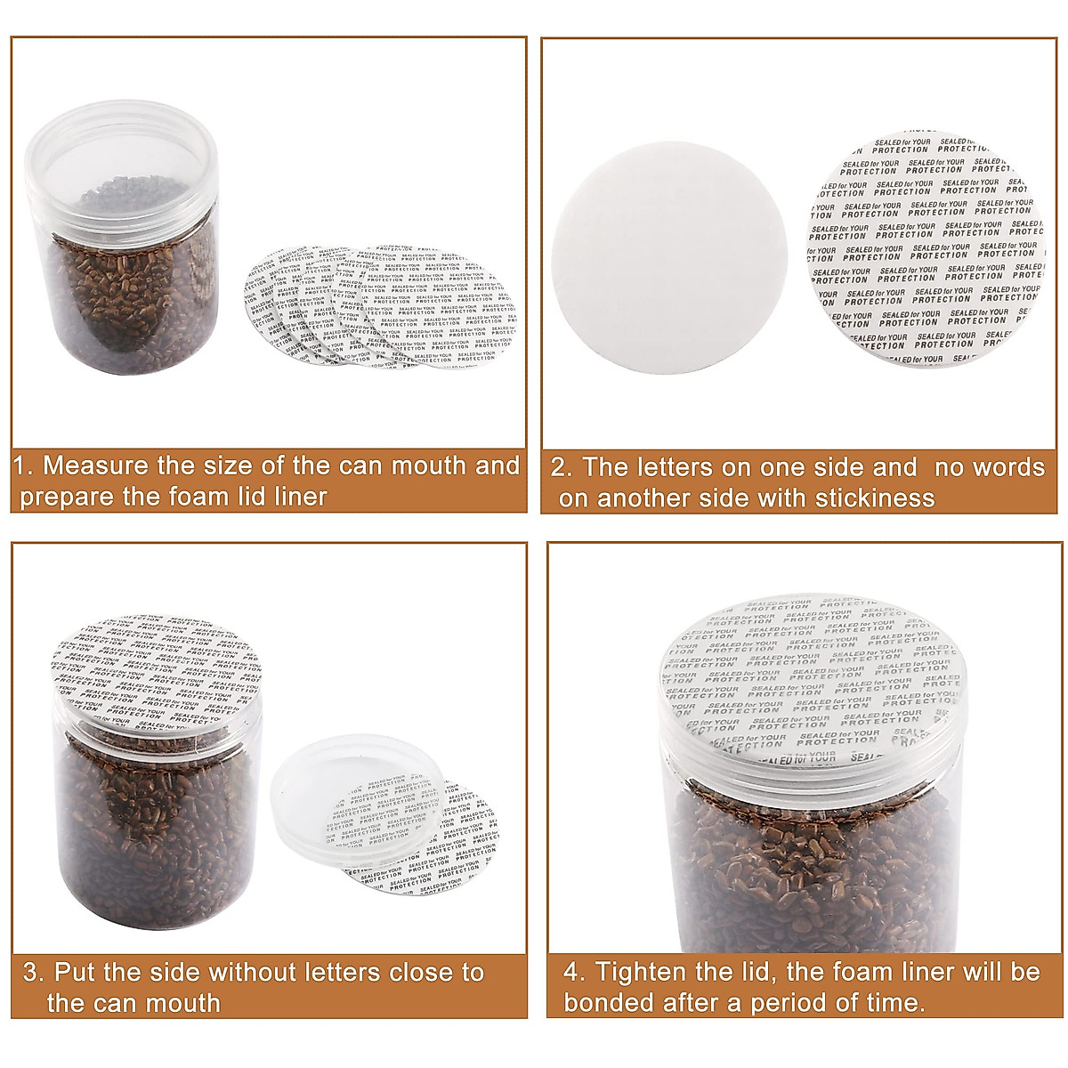 PATIKIL 28mm/1.1" Foam Lid Liner, 100 Pack PS Foam Resistant Tamper Pressure Sensitive Seal for Bottle Cap Liners Seals