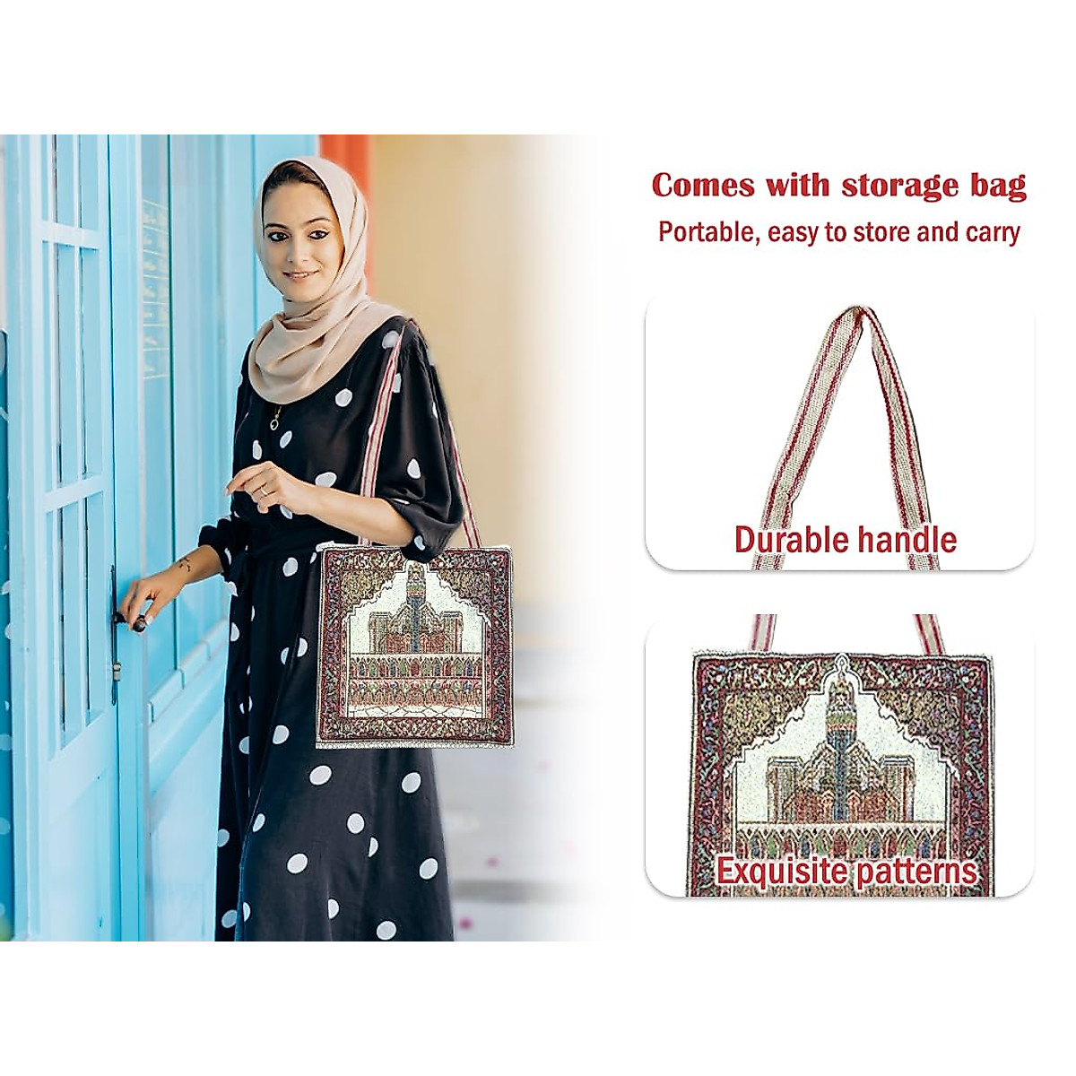 Anlising Prayer Mat, Prayer Mat Islamic, Muslim Prayer Rug, Prayer Mat Islam, with Elegant Design Bags, for Ramadan Islamic Muslim Prayer, Great Gift for Family, Lover and Friends