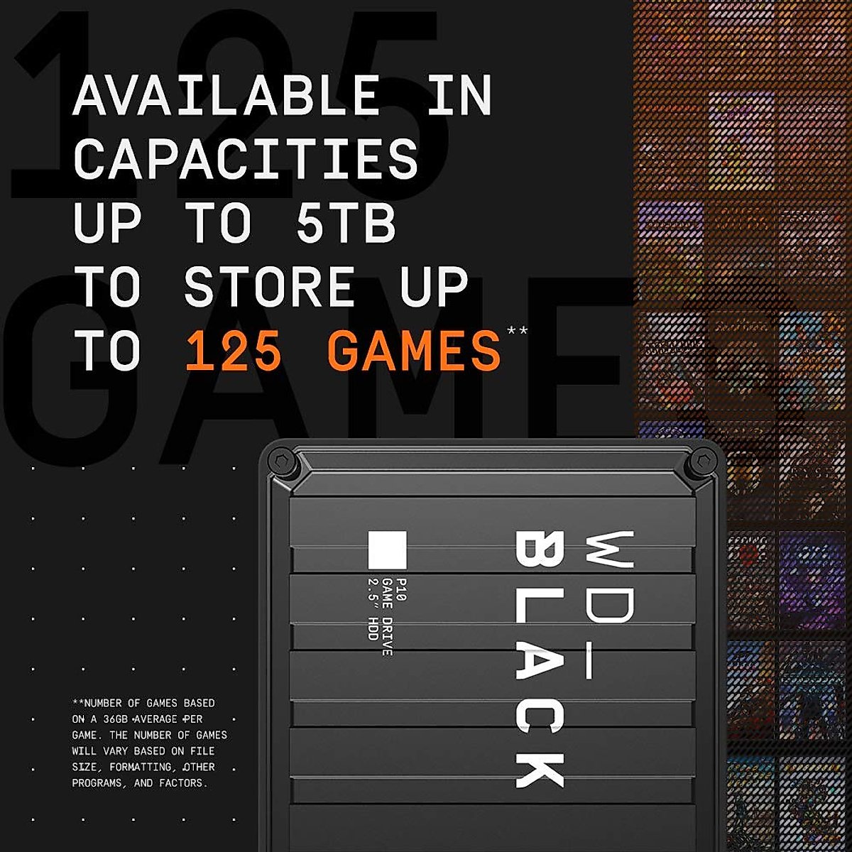 WD_BLACK 1TB P10 Game Drive for Xbox - 1-Month Xbox Game Pass, Portable External Hard Drive for On-The-Go Access To Your Xbox Game library - WDBA6U0010BBK-WESN