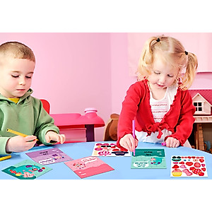 D4DREAM Monster Valentines Day Crafts for Kids 24pcs Valentine Stickers Sheets DIY Art Cards Make Your Own Face Stickers Make A Face Stickers for Kids Girl Boy Birthday School Classroom Party Supplies