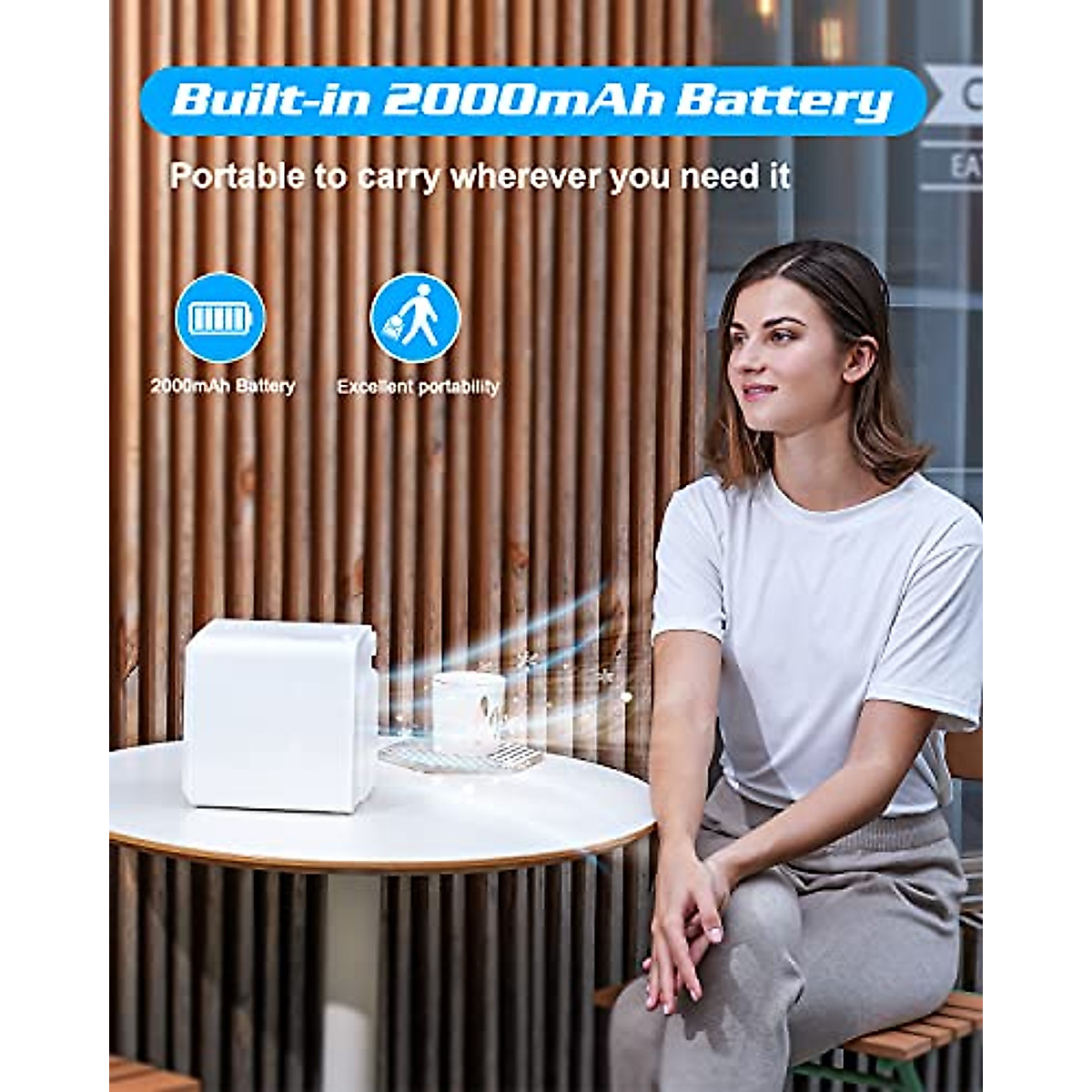 Portable air conditioner, 3in1 Rechargeable Evaporative Air Cooler with 2 Freezing Boxes,LED Light, Desktop Cooling Fan for Office, Bedroom, Outdoor,Kitchen