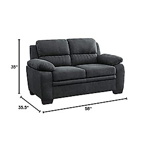 Lexicon Vega Living Room Loveseat, Dark Gray