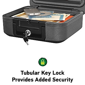 SentrySafe Dark Gray Fireproof and Waterproof Safe with Key Lock, Chest Lock Box with Carrying Handle for Travel, 0.28 Cubic Feet, 6.6 x 15.4 x 14.3 Inches, CFW20201