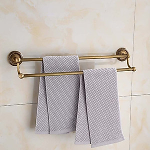 Bath Towel Bar European Style Antique Brass Antique Double Towel Rack, Bathroom Bathroom Towel Rail Towel Holder