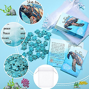 122 Pcs Sea Turtle Gifts Sets Including 36 Pcs Appreciation Cards Mini Sea Turtle Greeting Notecard, 36 Pcs Organza Bags, 50 Pcs Mini Sea Turtle for Employees Nurses Teachers Students Volunteers