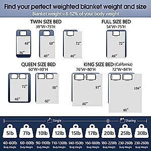 Topcee Weighted Blanket (20lbs 60"x80" Queen Size) Cooling Breathable Heavy Blanket Microfiber Material with Glass Beads Big Blanket for Adult All-season Summer Fall Winter Soft Thick Comfort Blanket