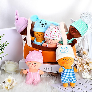 Skylety 6 Pieces 7 Inches Basket of Babies Soft Baby Doll Multicultural Dolls Sensory Plush Diversity Baby Dolls Stuffed Plush Figures for All Ages