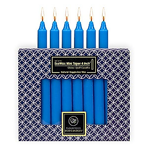 CocoSoy Organic Mini Taper 4" Candles for Spells Chime Rituals Prayer Witchcraft Supplies. Cute Birthday Candles Colored Taper Set for Parties. Premium Coconut Soy Wax Bulk Package of 40 Blue Color