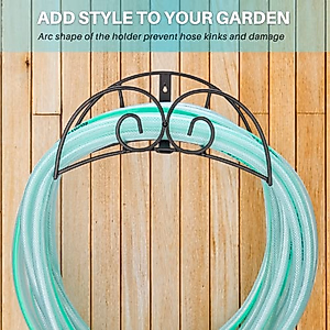 Water Hose Holder Wall Mount, Outdoor Hose Hook, Garden Hose Hanger for Outside, Heavy Duty Metal Hose Organizer Rack, Black