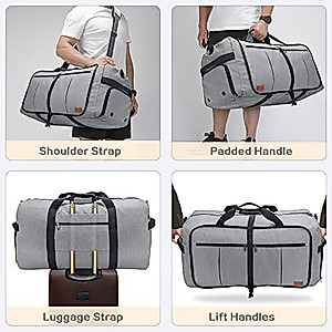 80L Travel Duffle Bag for Men, Large Foldable Duffel Bag for Travel with Shoe Compartment Overnight Weekender Bag Gym Bag for Men Women Waterproof & Tear Resistant (Gray, 80L)
