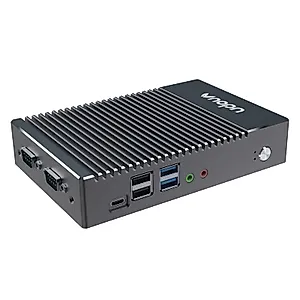 VNOPN Fanless Mini PC AMD A6 1450 up to 1.4GHz, Windows 10 Pro Small Desktop Computer 4GB DDR3 64GB SSD, Dual Display, 2.4G WiFi, Gigabit Ethernet, RS232 COM, USB3.0, Type-C, Auto Power On