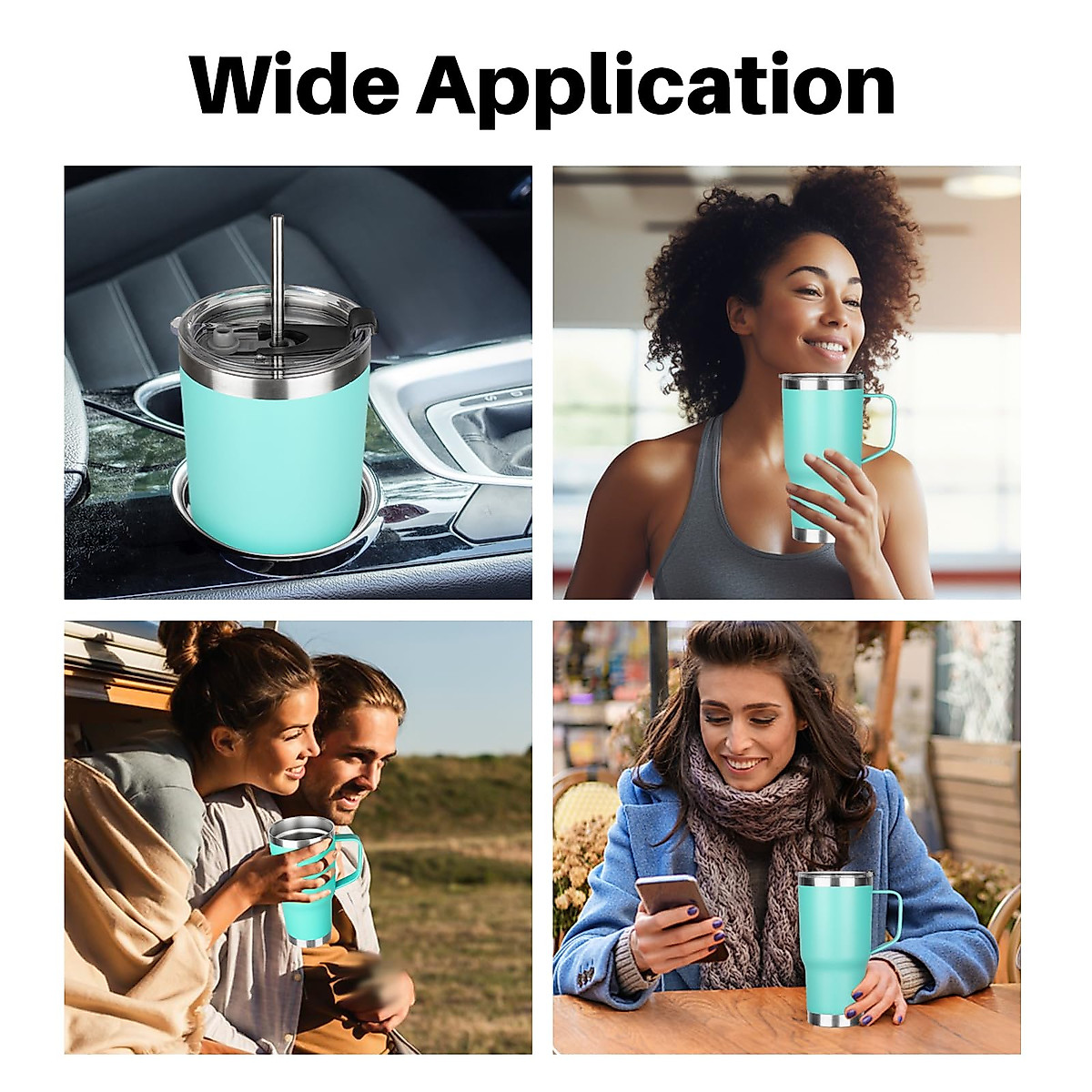 GUDEMAO 20 oz Tumbler with Handle, Stainless Steel Insulated Tumbler with Lid and Straw, Double Wall Vacuum Insulated Coffee Mug Tumbler, Insulated Coffee Thermal Cup for Cold and Hot (Mint Green)