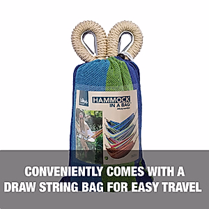 Bliss Hammocks BH-400-SB 40" Wide Hammock w/Hand-Woven Rope Loops & Hanging Hardware, Outdoor, Patio, Backyard Durable, Cotton and Polyester Blend, 220 Lbs Capacity, Seabreeze