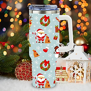Personalized Christmas Tumbler - Custom 40 Oz Tumbler with Handle Straw Lid,Customized Name Insulated Xmas Tumbler Coffee Mug Stainless Steel Travel Mug, Gifts for Women Men Christmas Gift