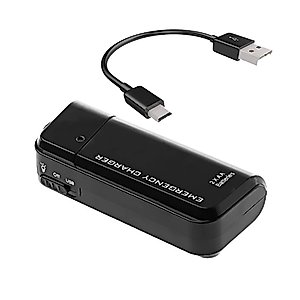 Success4Sport Portable AA Battery Travel Charger Works for Garmin VIRB VIRB and Emergency Re-Charger with LED Light! (Takes 2 AA Batteries,USB-C) [Black]