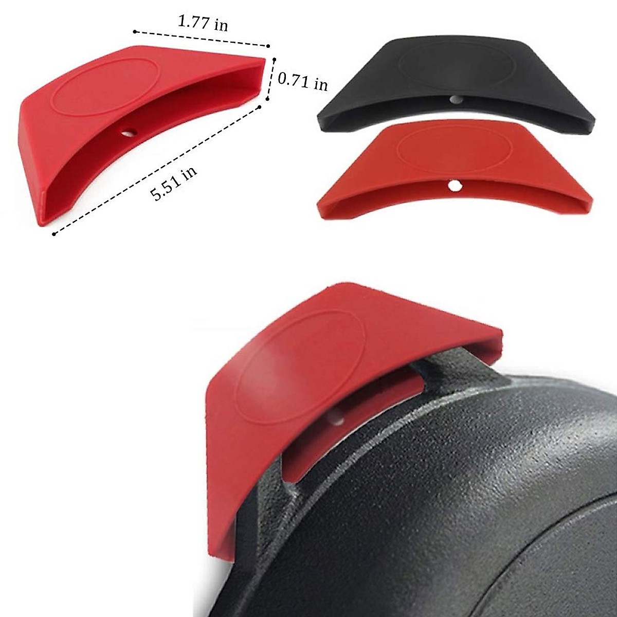 WSERE 4 Pieces Silicone Assist Handle Holder Pot Grip Cover Pot Holder for Cast Iron Skillets, Metal Cookware Frying Pans, 2 Black 2 Red Non-Slip Scald-Proof Heat Insulated Pans Pot Handle Covers