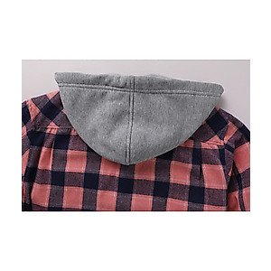 SCODI Mens Flannel Plaid Shirt Casual Button Down Shirt Regular Fit Long Sleeve Shirts Pin X-Large Pink