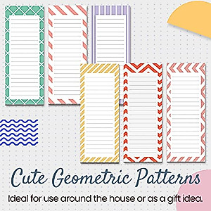 MATICAN Grocery List Magnet Pad for Fridge, 6-Pack Magnetic Note Pads Lists, 60 Sheets Per Pad, 6 Pastel Geometric Patterns, Full Magnet Back to-Do-List Notepads