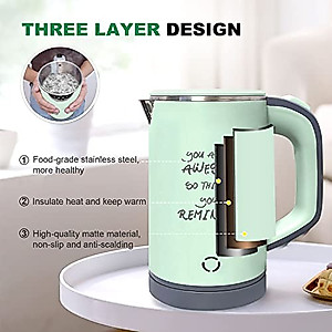 Small Electric Tea Kettle, 0.8L Portable Travel Hot Water Boiler Stainless Steel,Low Power Cordles Mini Electric Coffee Kettle Auto Shut-off,Gift For Camping, Travel, Office And Student Dormitory