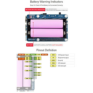 Waveshare UPS HAT for Raspberry Pi, 5V Uninterruptible Power Supply Charge and Power Output at The Same Time