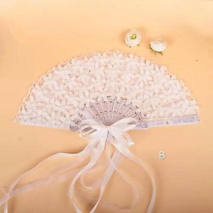 Feather Fans for Wedding White Bride Hand Held Wedding Lace Fan Dance Handmade Hand Fans Abanicos para Boda Wedding Decorations
