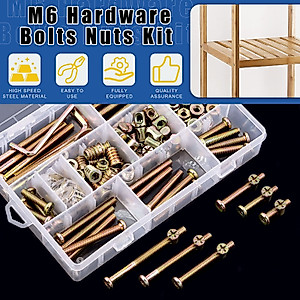 Glarks 138Pcs M6 Baby Bed Crib Screws Hardware Replacement Kit, M6x25/35/45/55/65/75/85MM Hex Socket Cap Screws with Nuts Washers and Tools for Chair Table Cabinets Furniture