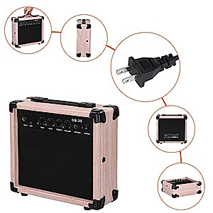 Ktaxon Electric Bass Amp with Retractable Handle, 20Watt Dual Channel Practice Bass Guitar Amplifier W/ 6.5" Speaker, 4 Buttons, 1/8" Auxiliary Input (Natural)