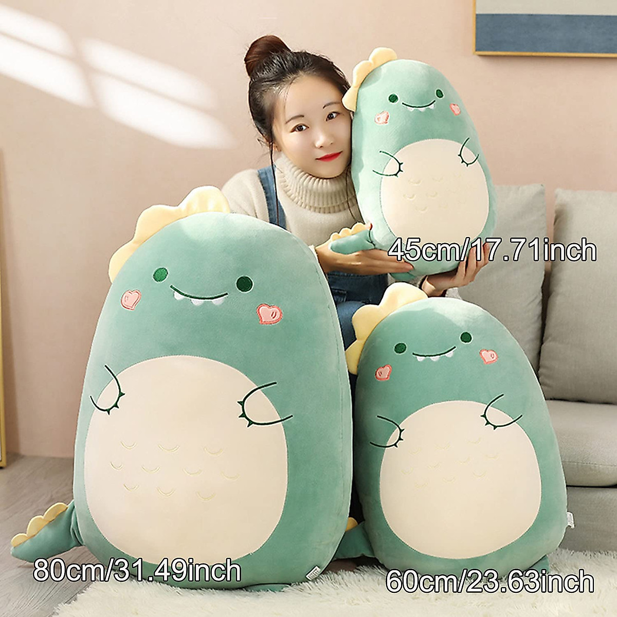 Kekeso Dinosaur Plush Hugging Pillow - 17.71in, Cute Stuffed Animal Toy, Soft Cartoon Sleep Pillow for Kids