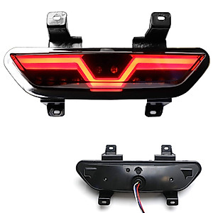 iJDMTOY Smoked Lens LED Rear Foglamp Compatible With 2015-2017 Ford Mustang, Full Red LED Tail Light Assembly Functions as Reverse Light & Rear Fog Light