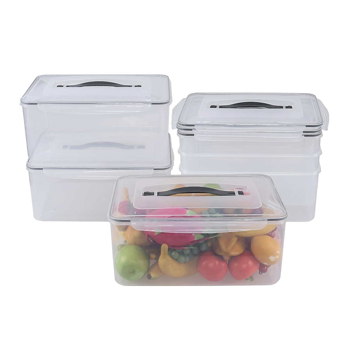 Ortodayes 15 Liter Clear Plastic Airtight Food Containers with Lid, 6 Pack Latching Storage Container Box