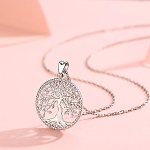Odinstone Tree of Life Necklace, Sterling Silver Pendant for Women, Best Jewelry Gifts For Mom/Wife/Grandma(With Fine Gift Box)