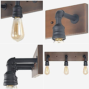 LNC Bathroom Light Fixture, Farmhouse 3-Light Vanity Lights, Wall Sconce Black Wall Lamp Industrial Bathroom Wall Lighting