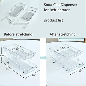 Kiencyluky 2 Pack Soda Can Dispenser for Refrigerator,Adjustable Width Soda Can Organizer,Stackable Drink Organizer for Fridge,Pantry,Cabinet,Soda Holder for Refrigerator