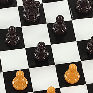 Portable Chess Set,International Plastic Chess Set with 25CM Plastic Film Chessboard and Storage Bag PS International Chess for Adults Kids (Brown)