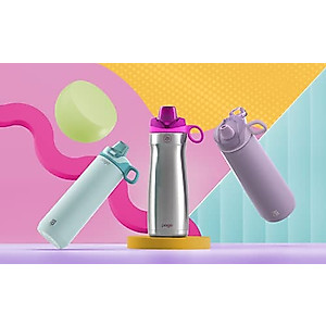 Pogo Active Stainless Steel Insulated Water Bottle with Leak Proof Straw Lid, 18oz, Frost