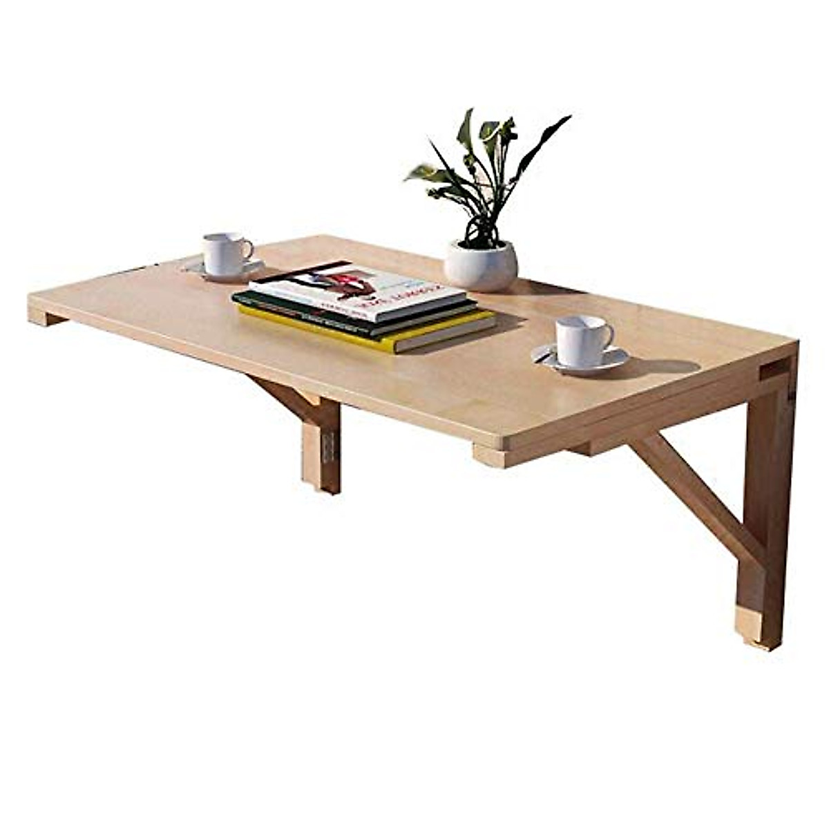 PIBM Stylish Simplicity Shelf Wall Mounted Floating Rack Table Laptop Stand Desk Easy to Fold Bookshelf Solid Wood Smooth Clear Texture Save Space Round Angle,16 Sizes, a , 60x40x40cm