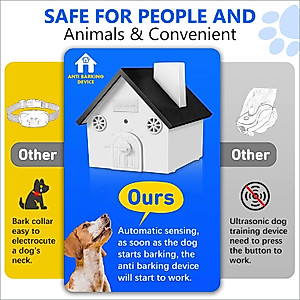 Anti Barking Devices, Dog Bark Control Devices with 3 Modes, 50 Ft Dog Barking Deterrent Device Bark Box Dog Training & Behavior Aids, Dog Barking Silencer for Indoor & Outdoor