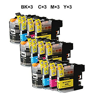 (Pack of 12) Green Toner Supply Compatible Replacement for Brother LC107 LC105 Ink Cartridge LC 107 105 (LC107BK LC105 CYM, 3B/3C/3Y/3M) Work for MFC-J4310DW MFC-J4410DW MFC-J4510DW MFC-4610DW Printer