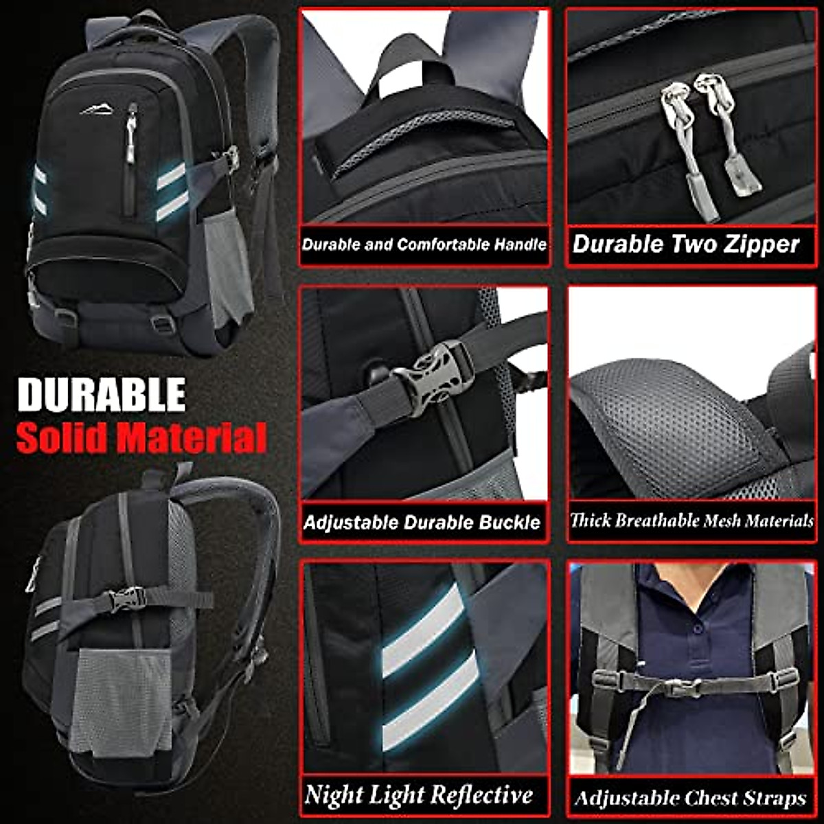 ProEtrade Backpack Bookbag for College Laptop Travel, Fit Laptop Up to 15.6 inch Multi Compartment with USB Charging Port Anti theft, Gift for Men Women (Black)