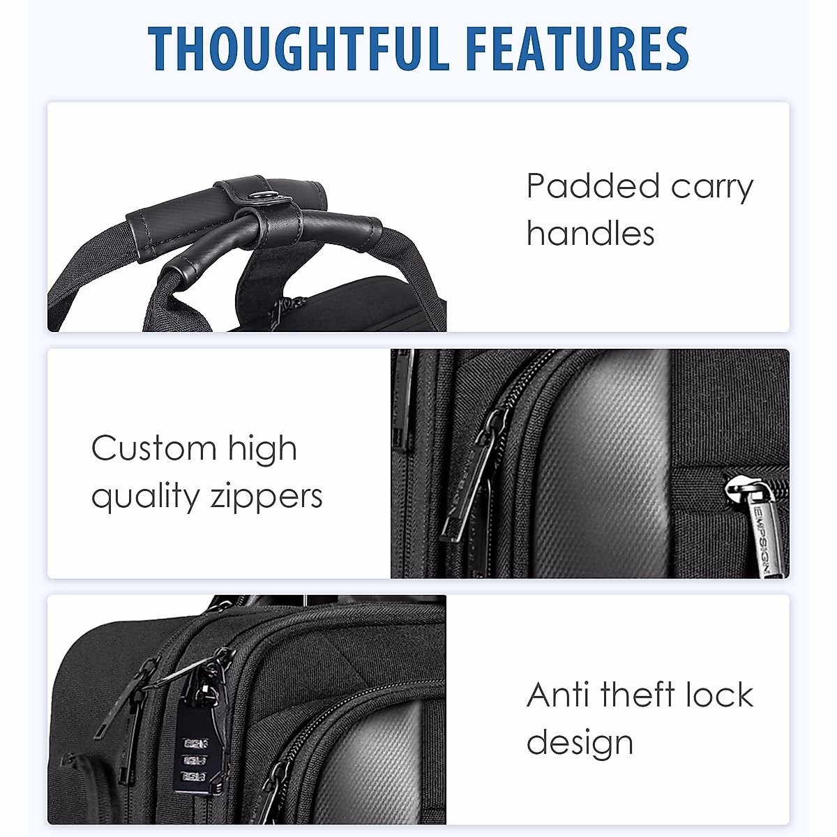 EMPSIGN Rolling Laptop Bag, 17.3 inch Computer Bag for Men & Women, Water Repellent Travel Bag with RFID Blocking Pocket, Overnight Bags with Wheels, Briefcase for Business/Commute/Travel/School-Black