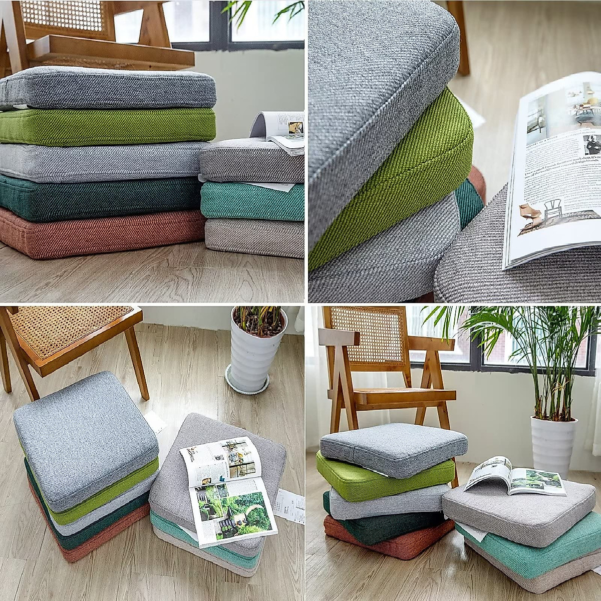 Yadlan Set of 1 Chair Cushion Seat Pads Dining Chair, Seat Cushions for Kitchen Chairs 1 Pack, Booster Cushion for Armchair Firm 40cm Square, Invisible Non Slip Area Chair Pads, with Zipper Beige