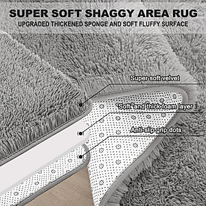 HQAYW 8x10 Area Rug for Living Room Large Fluffy Bedroom Rugs Ultra Soft Shaggy Carpet for Kids Girls Room Non-Slip Fuzzy Dorm Rugs Comfy Home Decor Floor Carpets, Grey