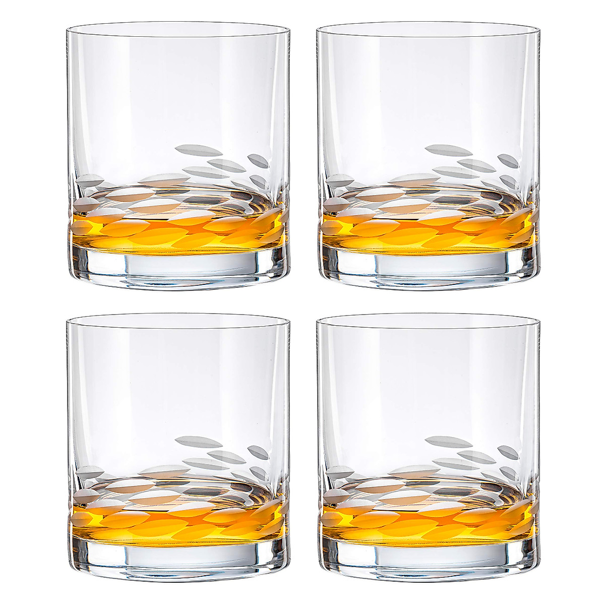 Barski Glass Tumbler - Old Fashioned - Whiskey Glasses - Classic Lowball - Set of 4 Tumblers - Rocks Glass - Bourbon - Scotch - Cocktails - Cognac - Frosted Design - 12 Oz. - Made in Europe