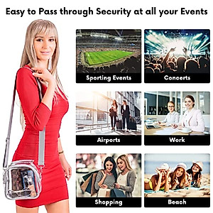 Oboo Clear Bag Stadium Approved, Clear Purse for Women, Cute Crossbody Transparent Bag, See Through Clear Handbag (Silver)