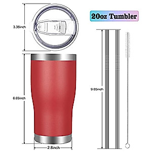 VEGOND 20oz Tumbler Stainless Steel Tumbler Cup with Lid And Straw Vacuum Insulated Double Wall Travel Coffee Mug(Brick red 1 Pack)