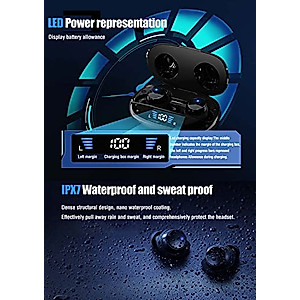 Wireless Earbuds, Bluetooth 5.3 Headset with Dual LED Display, in-Ear Bluetooth Earphones IP7 Waterproof Headphones for Sport,Workout,Gaming