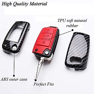 SANRILY Flip Key Cover Case for Audi A3 A6 Q3 Q7 Keyless Entry Key Holder Stylish ABS + Soft Silicone Appearance Key Protector Shell with Keychain Blue