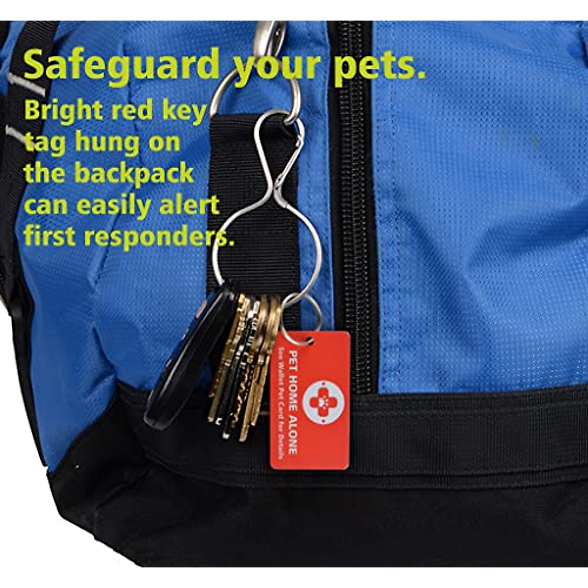 CloceanBrand My Pets, Dogs & Cats are Home Alone Alert Key Tag Keychain Emergency Contact Wallet Card Folded - 2 Writable Back Sides