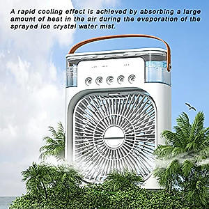 Portable Air Conditioner Fan, Mini Cooler Fan, Plastic Misting Humidifier Fan Rechargeable Desktop Air Cooler