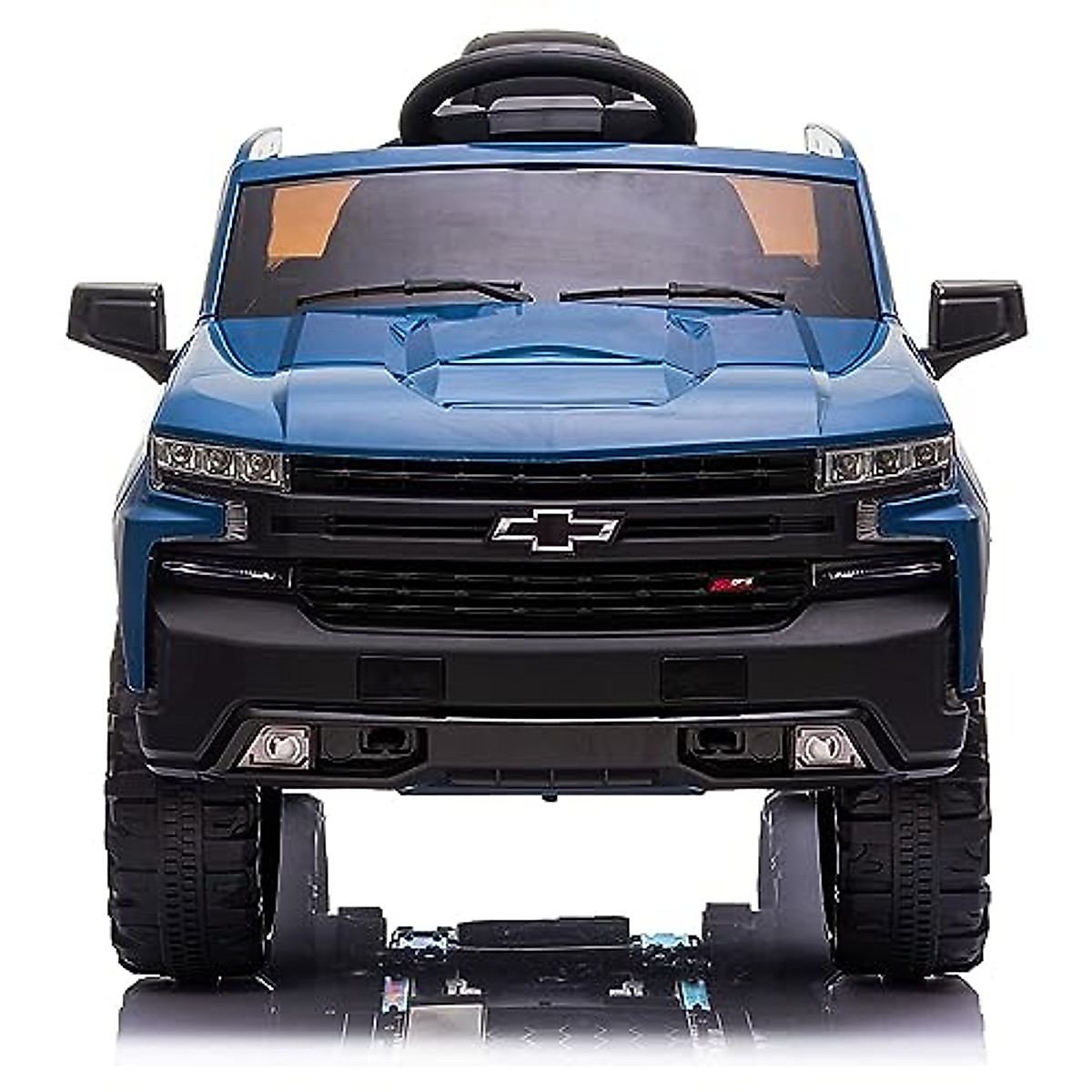 Dakott Chevy Silverado Z71 Trail Boss Monster Truck Four Powerful Motors 12V 4x4 Big Wheels Ride On Monster Truck for Kids, Large, Blue